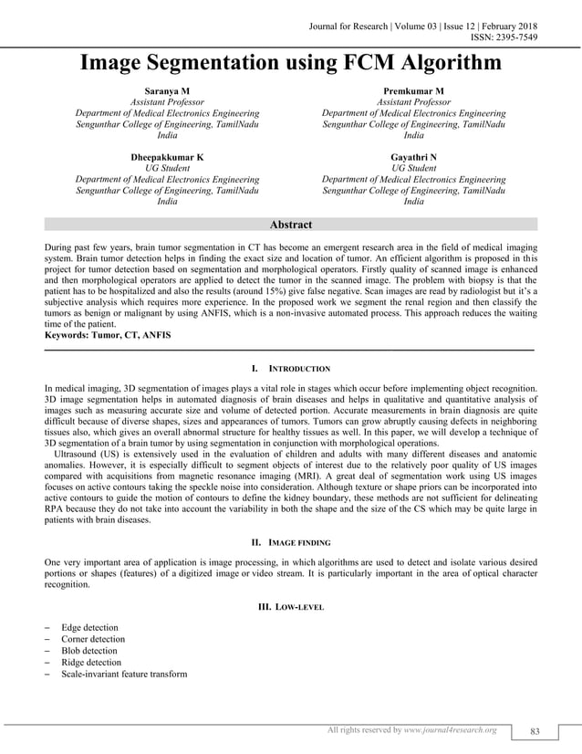 IMAGE SEGMENTATION USING FCM ALGORITM | J4RV3I12021 | PDF