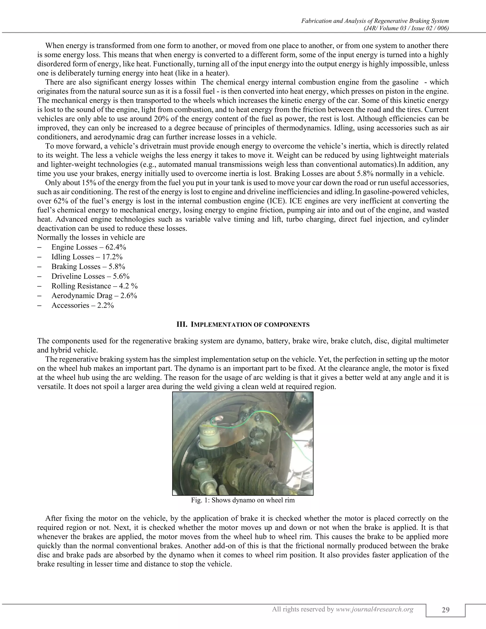 FABRICATION AND ANALYSIS OF REGENERATIVE BRAKING SYSTEM | PDF