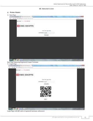 ANDROID APPLICATION FOR PASSWORDLESS LOGIN FOR WEB APPLICATIONS | PDF