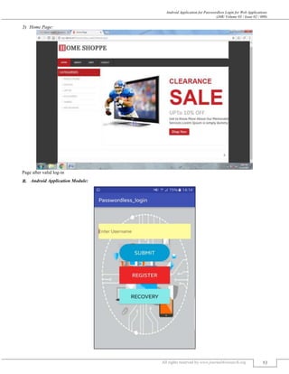 ANDROID APPLICATION FOR PASSWORDLESS LOGIN FOR WEB APPLICATIONS | PDF