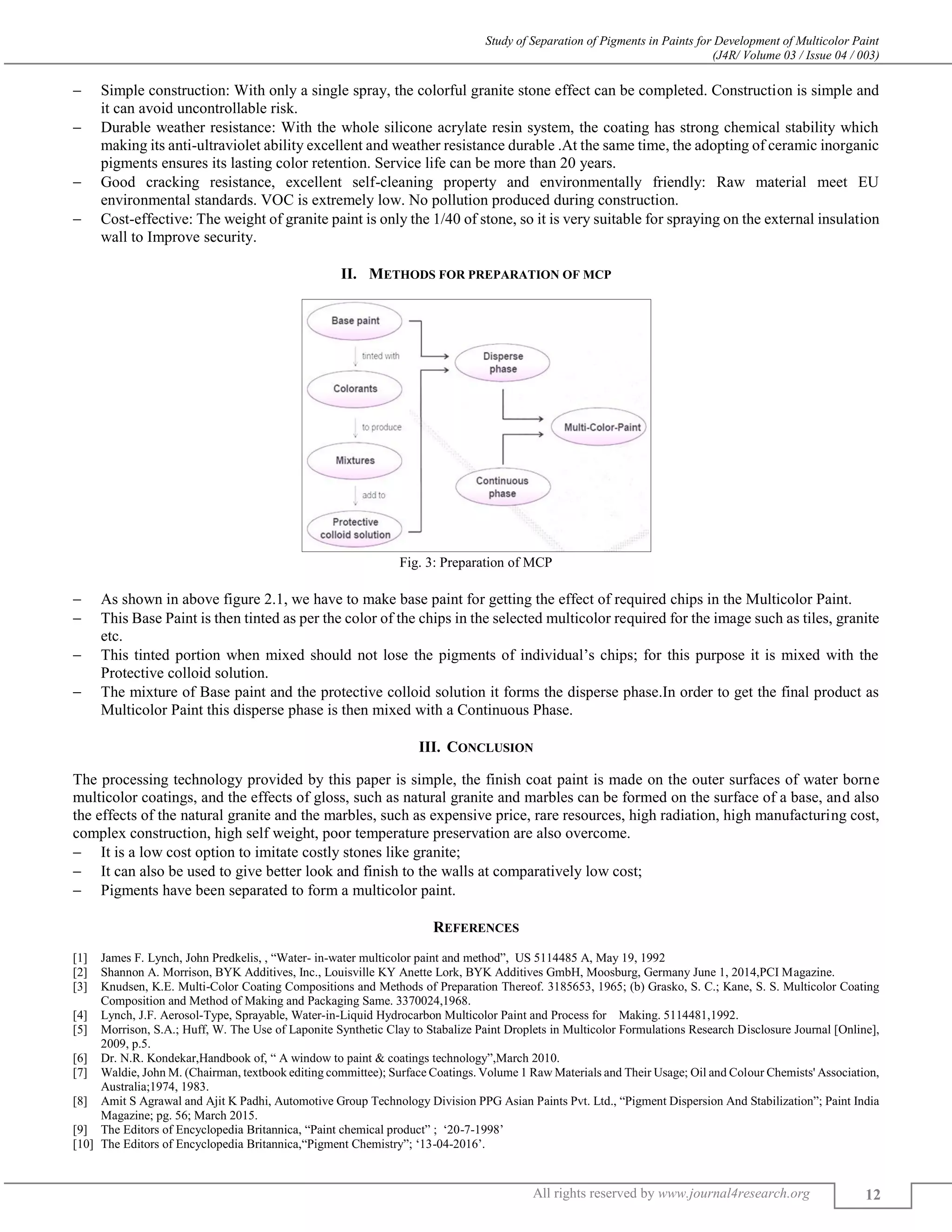 STUDY OF SEPARATION OF PIGMENTS IN PAINTS FOR DEVELOPMENT OF MULTICOLOR ...