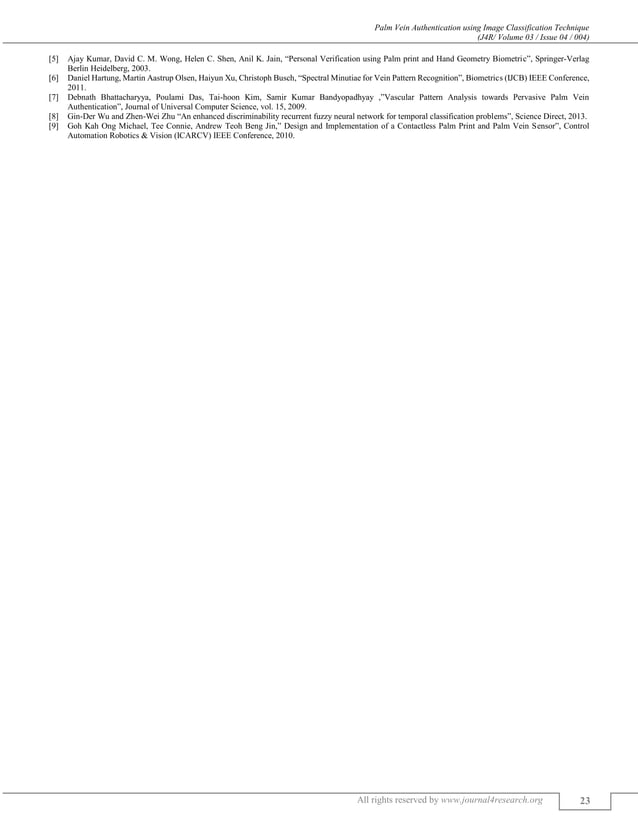 PALM VEIN AUTHENTICATION USING IMAGE CLASSIFICATION TECHNIQUE | PDF | Computing | Technology ...