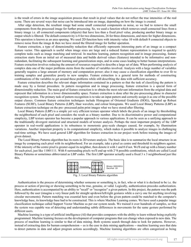PALM VEIN AUTHENTICATION USING IMAGE CLASSIFICATION TECHNIQUE | PDF | Computing | Technology ...