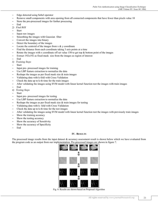 PALM VEIN AUTHENTICATION USING IMAGE CLASSIFICATION TECHNIQUE | PDF | Computing | Technology ...