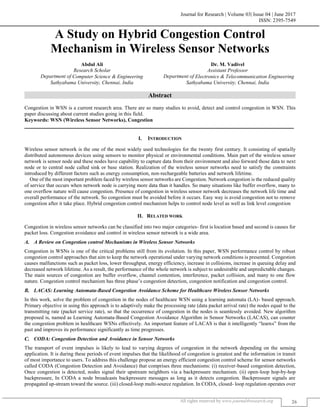 A STUDY ON HYBRID CONGESTION CONTROL MECHANISM IN WIRELESS SENSOR NETWORKS | PDF | Internet of ...