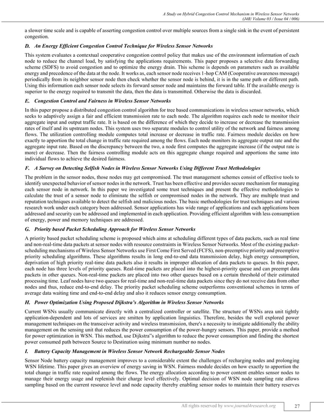A STUDY ON HYBRID CONGESTION CONTROL MECHANISM IN WIRELESS SENSOR NETWORKS | PDF | Internet of ...