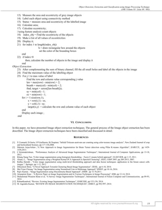 OBJECT DETECTION, EXTRACTION AND CLASSIFICATION USING IMAGE PROCESSING ...