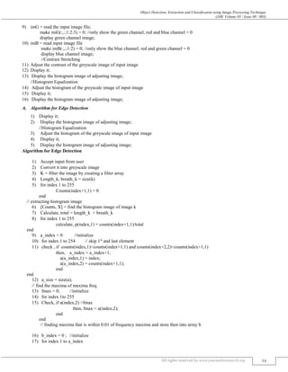 OBJECT DETECTION, EXTRACTION AND CLASSIFICATION USING IMAGE PROCESSING ...