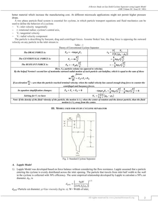 A REVIEW STUDY ON GAS-SOLID CYCLONE SEPARATOR USING LAPPLE MODEL | J4RV4I1001 | PDF | Physics ...