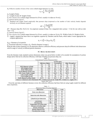 A REVIEW STUDY ON GAS-SOLID CYCLONE SEPARATOR USING LAPPLE MODEL ...