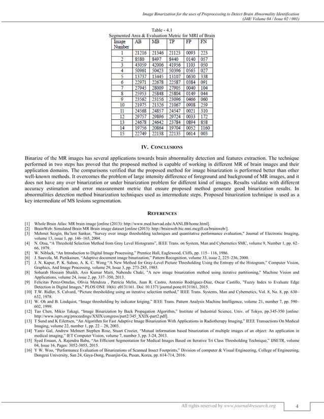 Image Binarization For The Uses Of Preprocessing To Detect Brain