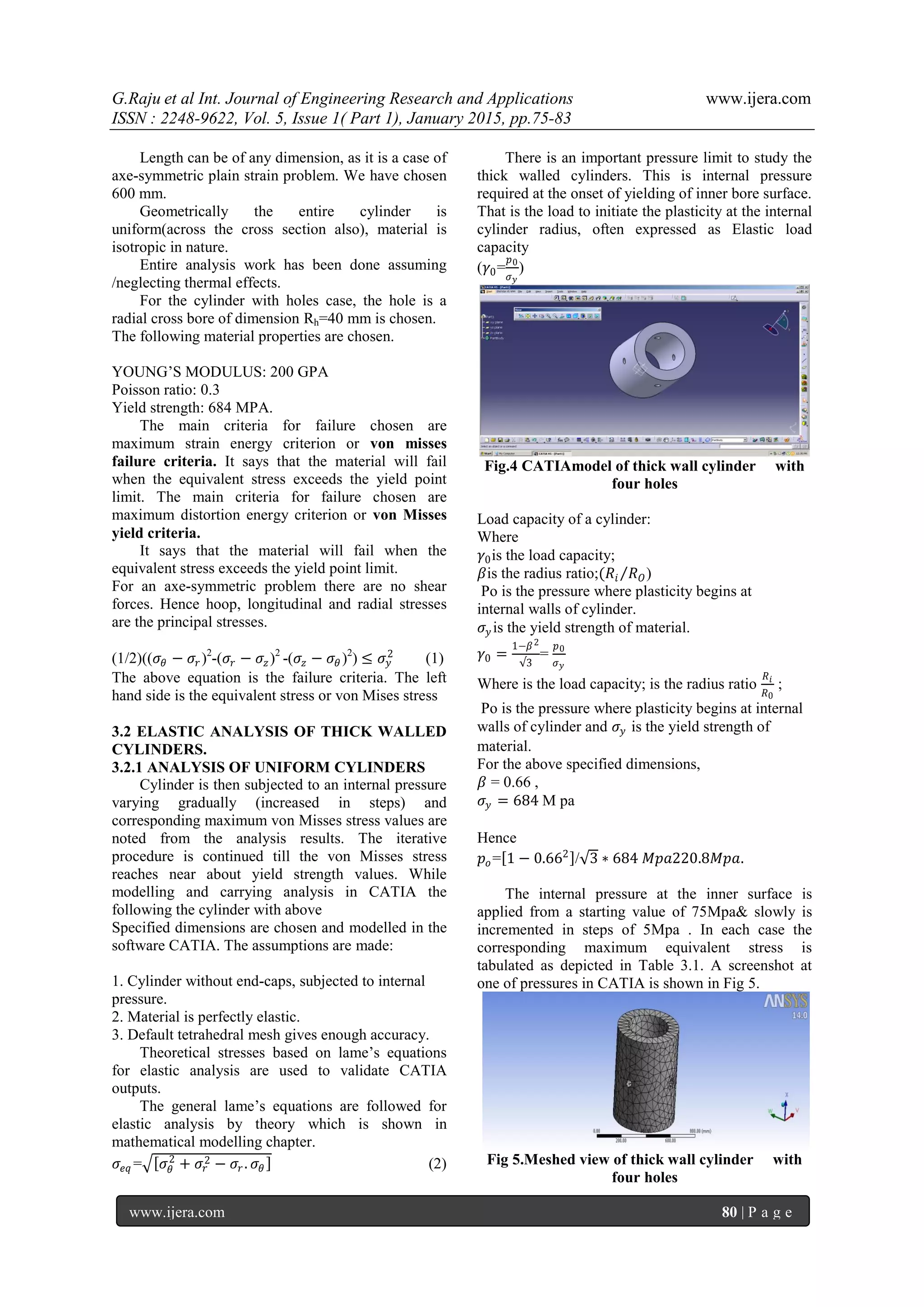 Design and analysis of Stress on Thick Walled Cylinder with and with out Holes | PDF