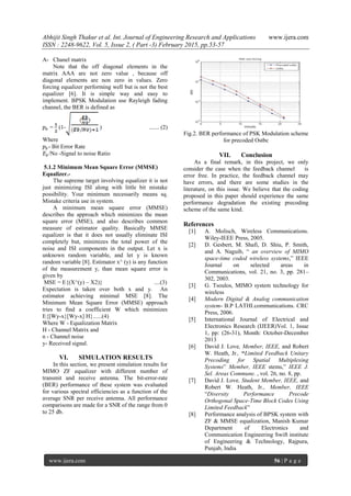 Performance Analysis of OSTBC MIMO Using Precoder with ZF & MMSE Equalizer | PDF