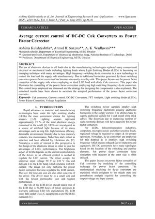 Average current control of DC-DC Cuk Converters as Power Factor Corrector | PDF