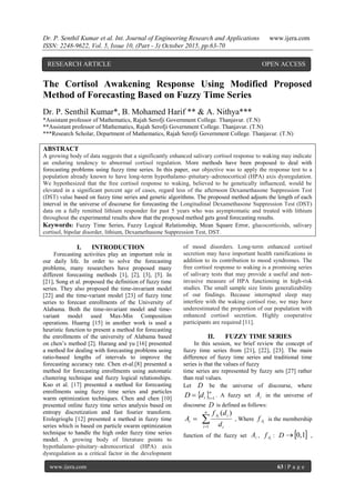 The Cortisol Awakening Response Using Modified Proposed Method of Forecasting Based on Fuzzy ...