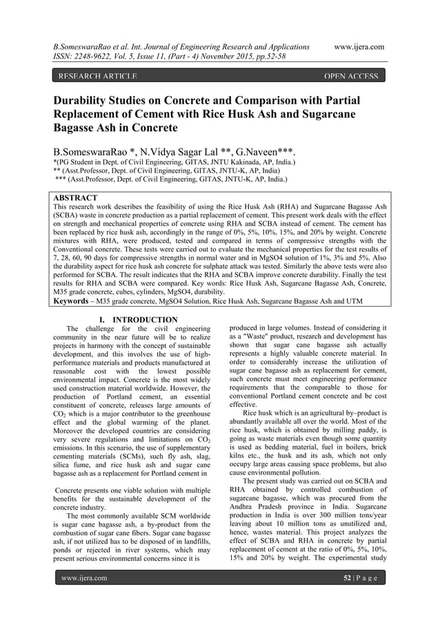 Durability Studies on Concrete and Comparison with Partial Replacement ...