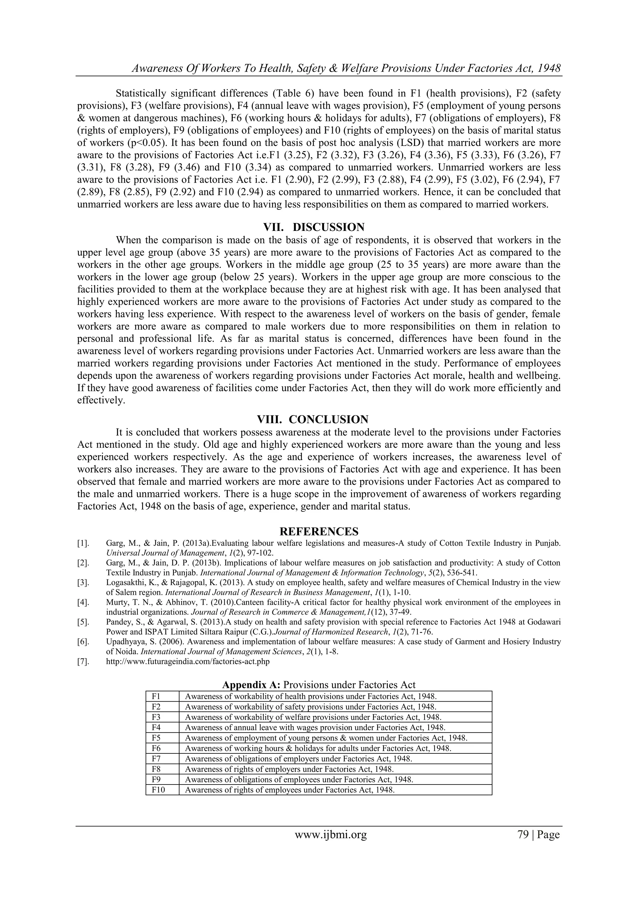 Awareness of Workers to Health, Safety & Welfare Provisions under ...