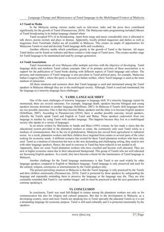 Language Change and Maintenance of Tamil language in the Multilingual ...
