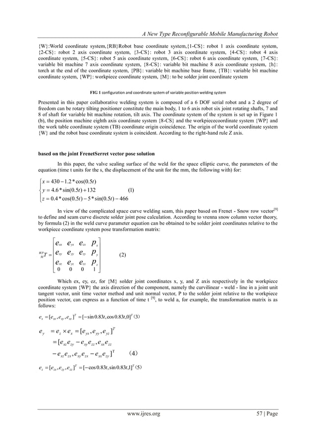 A New Type Reconfigurable Mobile Manufacturing Robot | PDF