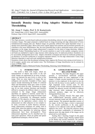 Intensify Denoisy Image Using Adaptive Multiscale Product Thresholding | PDF