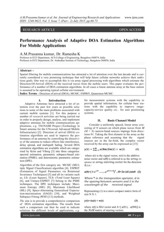 Performance Analysis of Adaptive DOA Estimation Algorithms For Mobile Applications | PDF