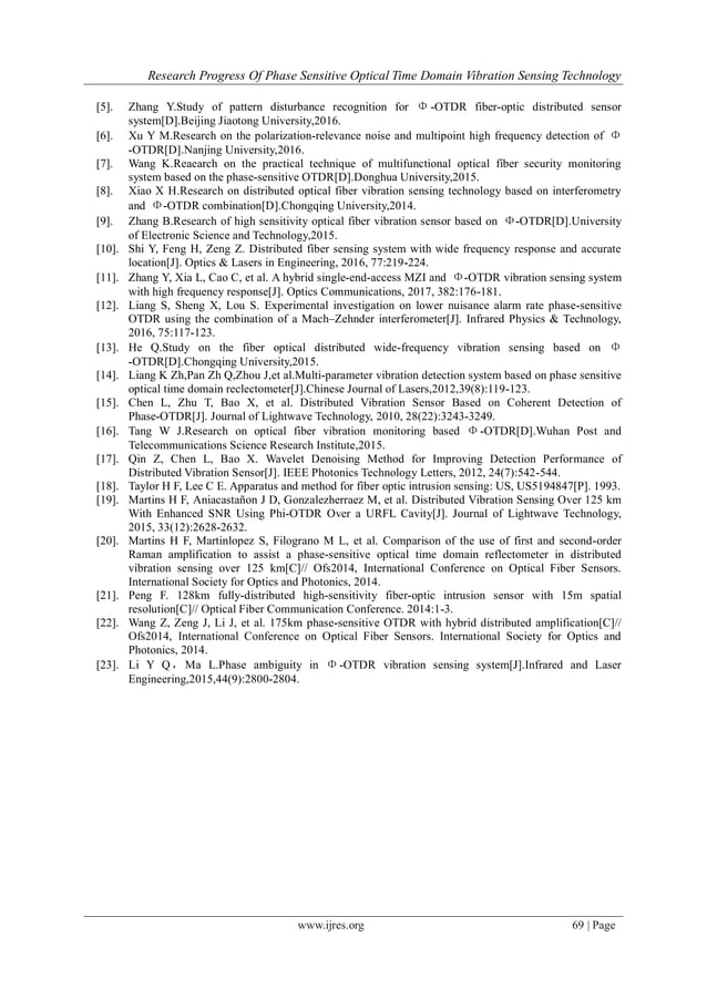 Research Progress Of Phase Sensitive Optical Time Domain Vibration Sensing Technology Pdf