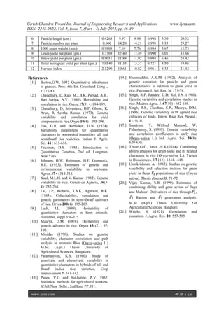 Variability, heritability and genetic advance analysis for grain yield in rice | PDF ...