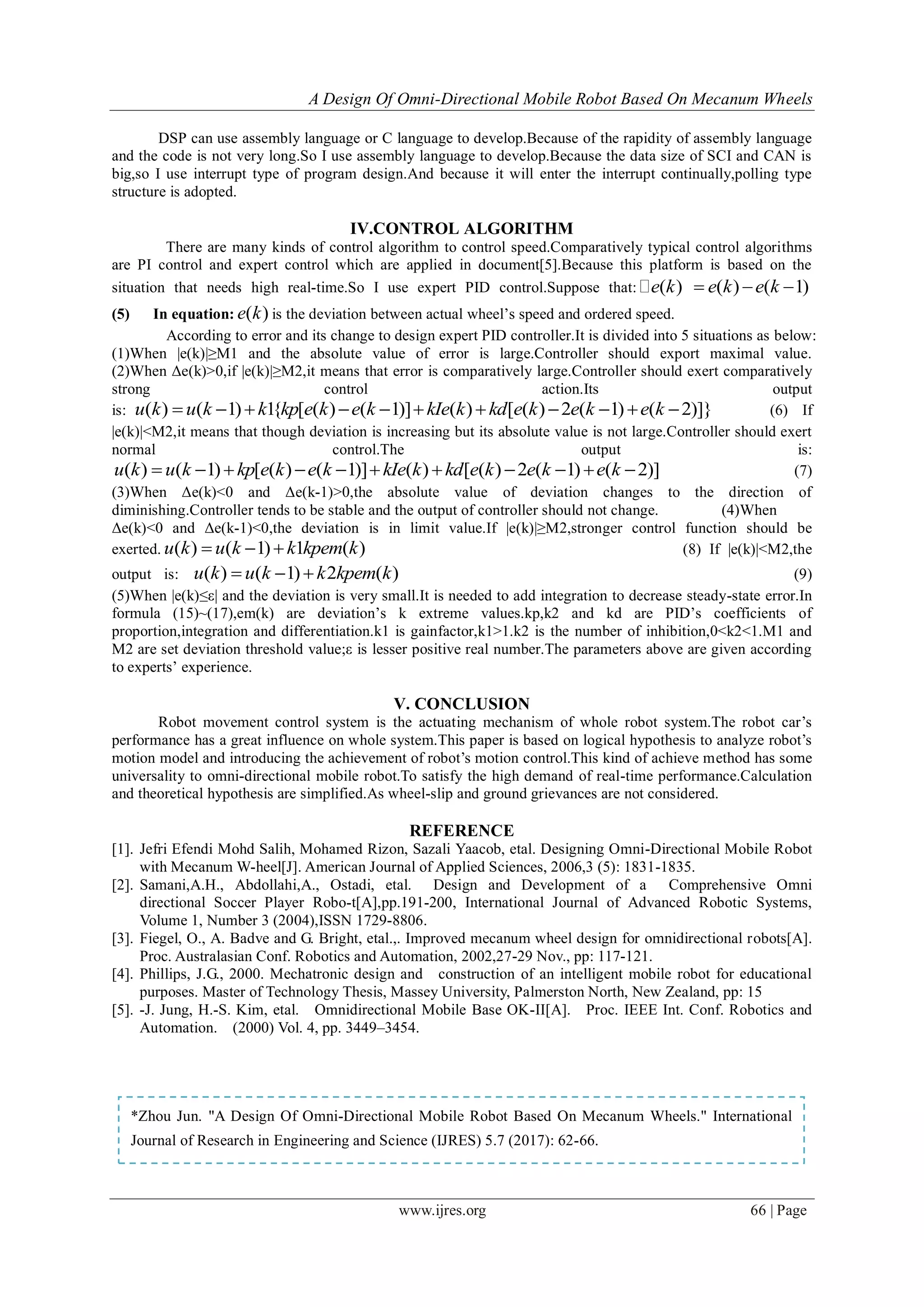 A Design Of Omni Directional Mobile Robot Based On Mecanum Wheels Pdf