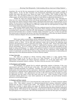 Resisting Total Marginality: Understanding African-American College ...