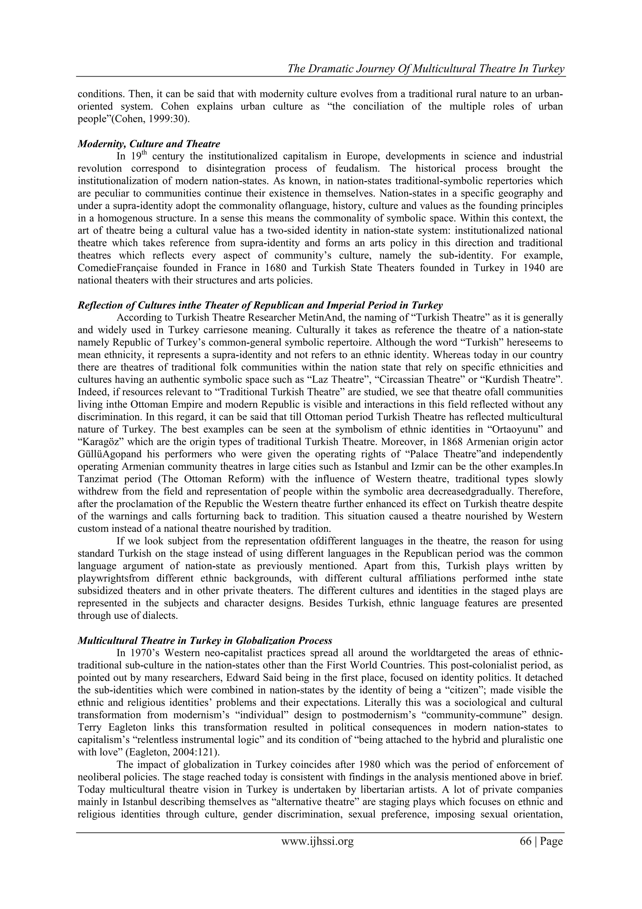 The Dramatic Journey of Multicultural Theatre in Turkey | PDF