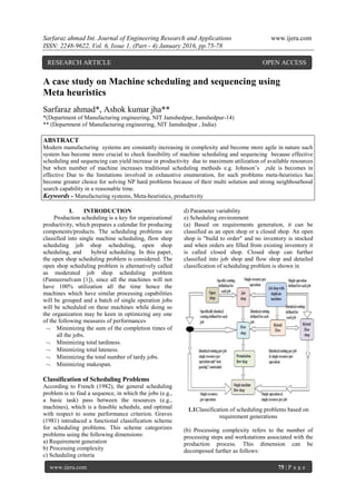 A case study on Machine scheduling and sequencing using Meta heuristics | PDF
