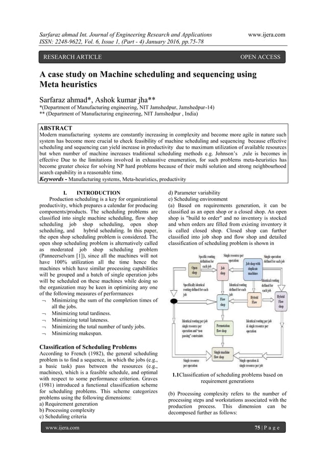 A case study on Machine scheduling and sequencing using Meta heuristics | PDF