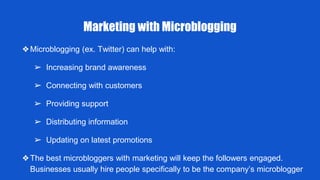 Chapter 11: microblogging | PPTX | Social Networking | Internet