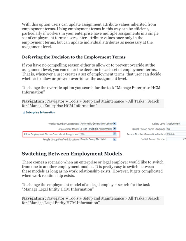 Oracle Fusion Employment Models | PDF