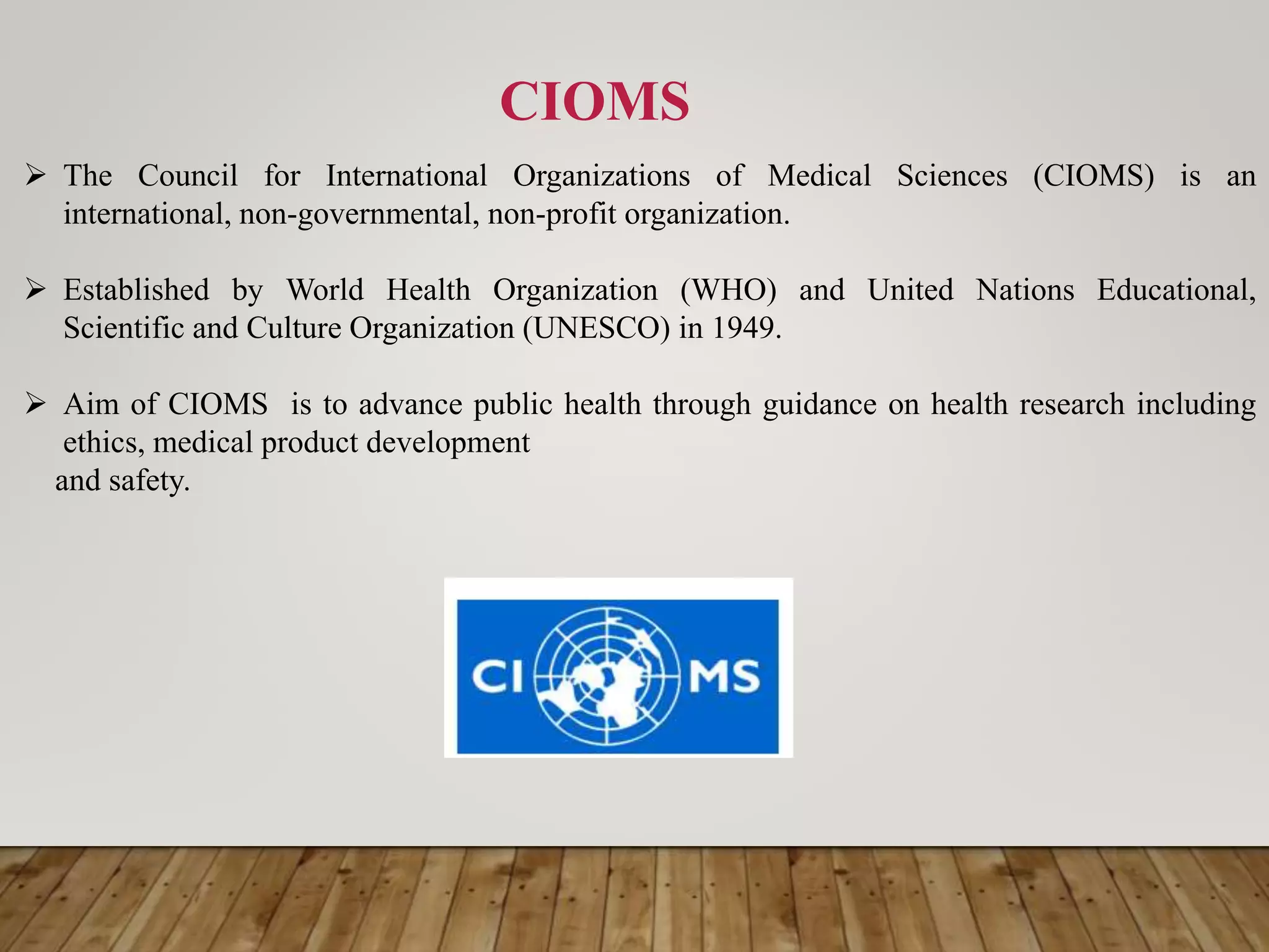 Cioms shaista ahmed | PPTX