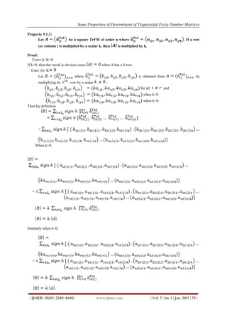 Some Properties of Determinant of Trapezoidal Fuzzy Number Matrices | PDF