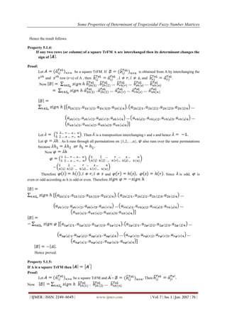 Some Properties of Determinant of Trapezoidal Fuzzy Number Matrices | PDF