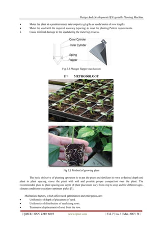 Design and Development of Vegetable Planting Machine | PDF