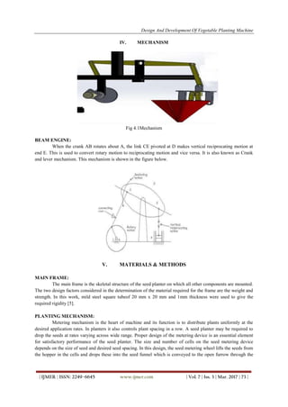 Design and Development of Vegetable Planting Machine | PDF