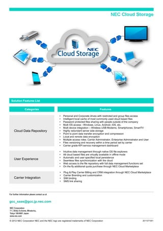J75912 nec cloud brochure storage | PDF