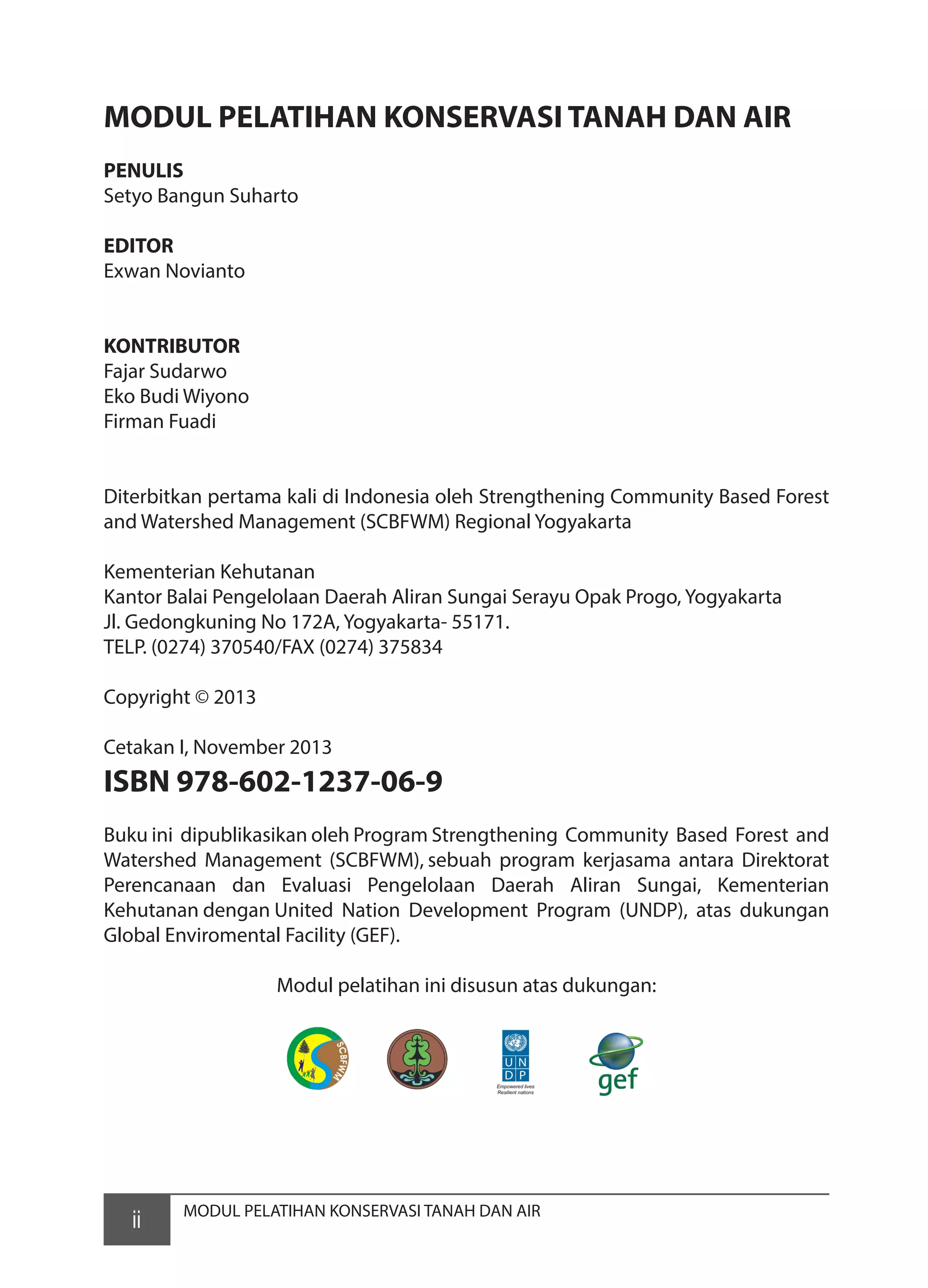 modul pelatihan konservasi tanah dan air - panduan pelatihan bagi cbo ...