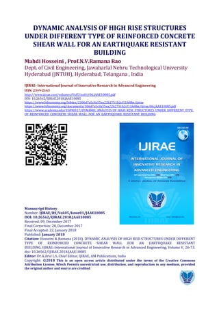 DYNAMIC ANALYSIS OF HIGH RISE STRUCTURES UNDER DIFFERENT TYPE OF ...