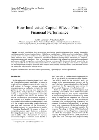 How Intellectual Capital Effects Firm’s Financial Performance | PDF