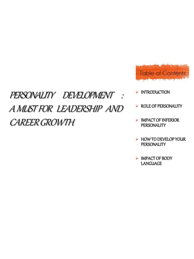 PERSONALITY DEVELOPMENT PPT | PPTX