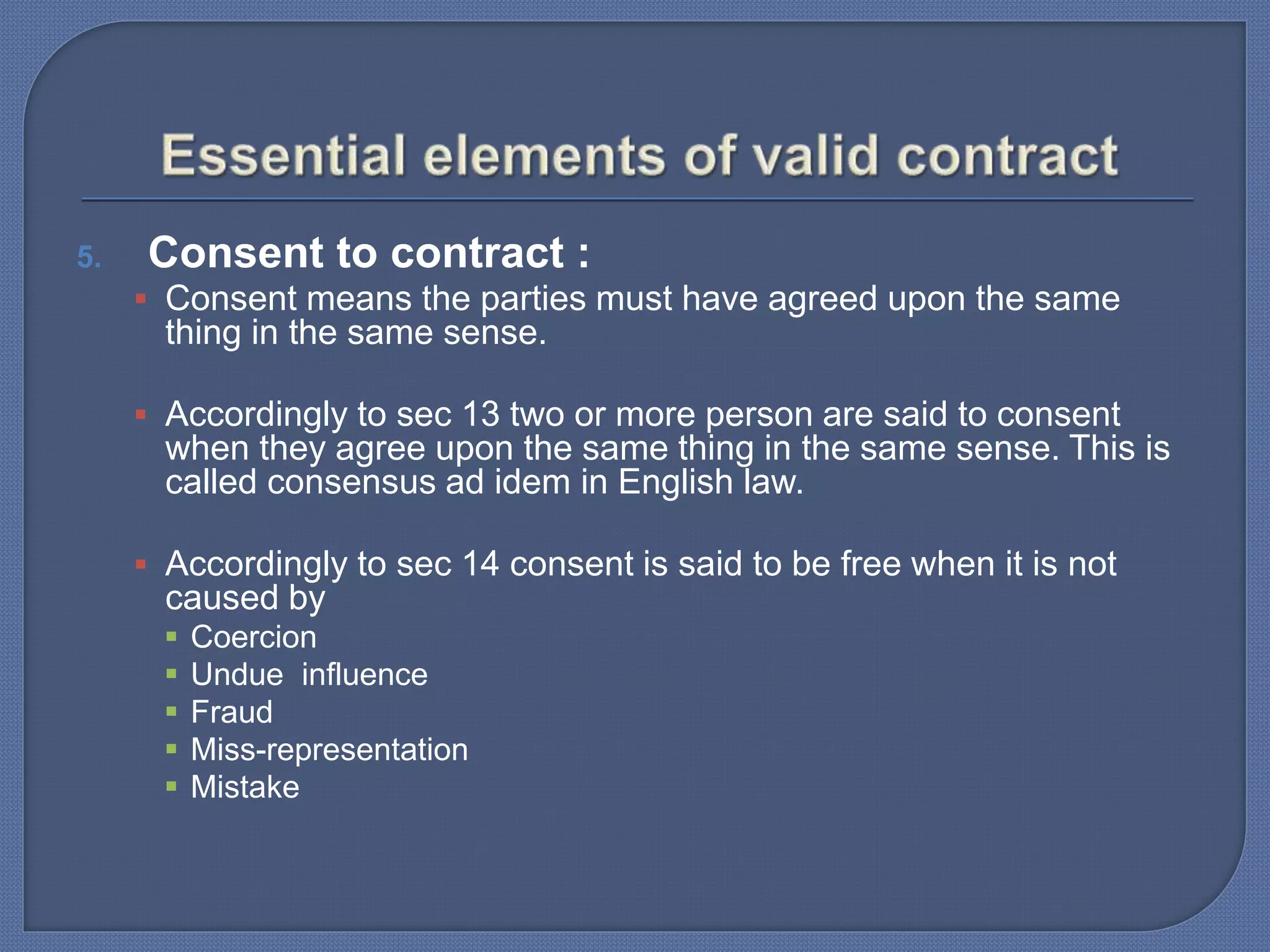 Essential of valid contract | PPTX