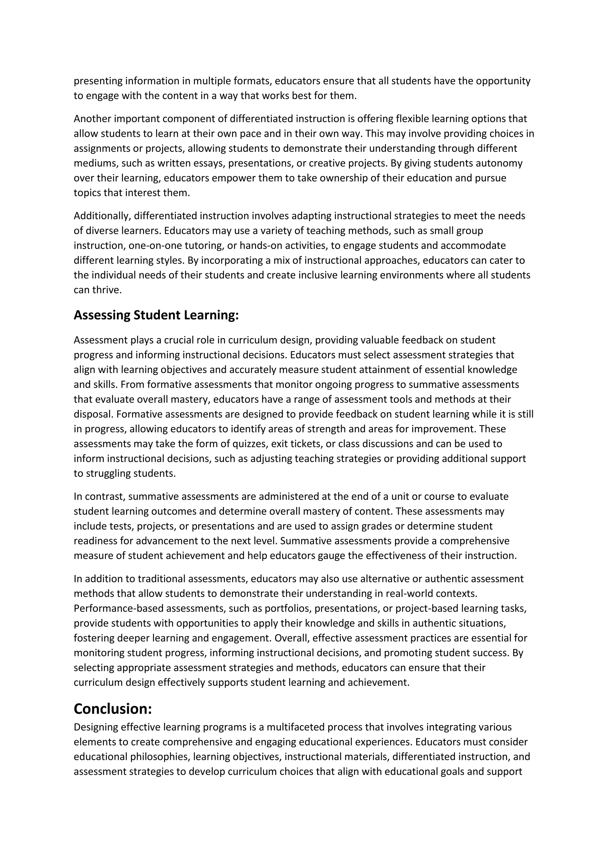 Curriculum Choices: A Guide to Designing Effective Learning Programs | PDF