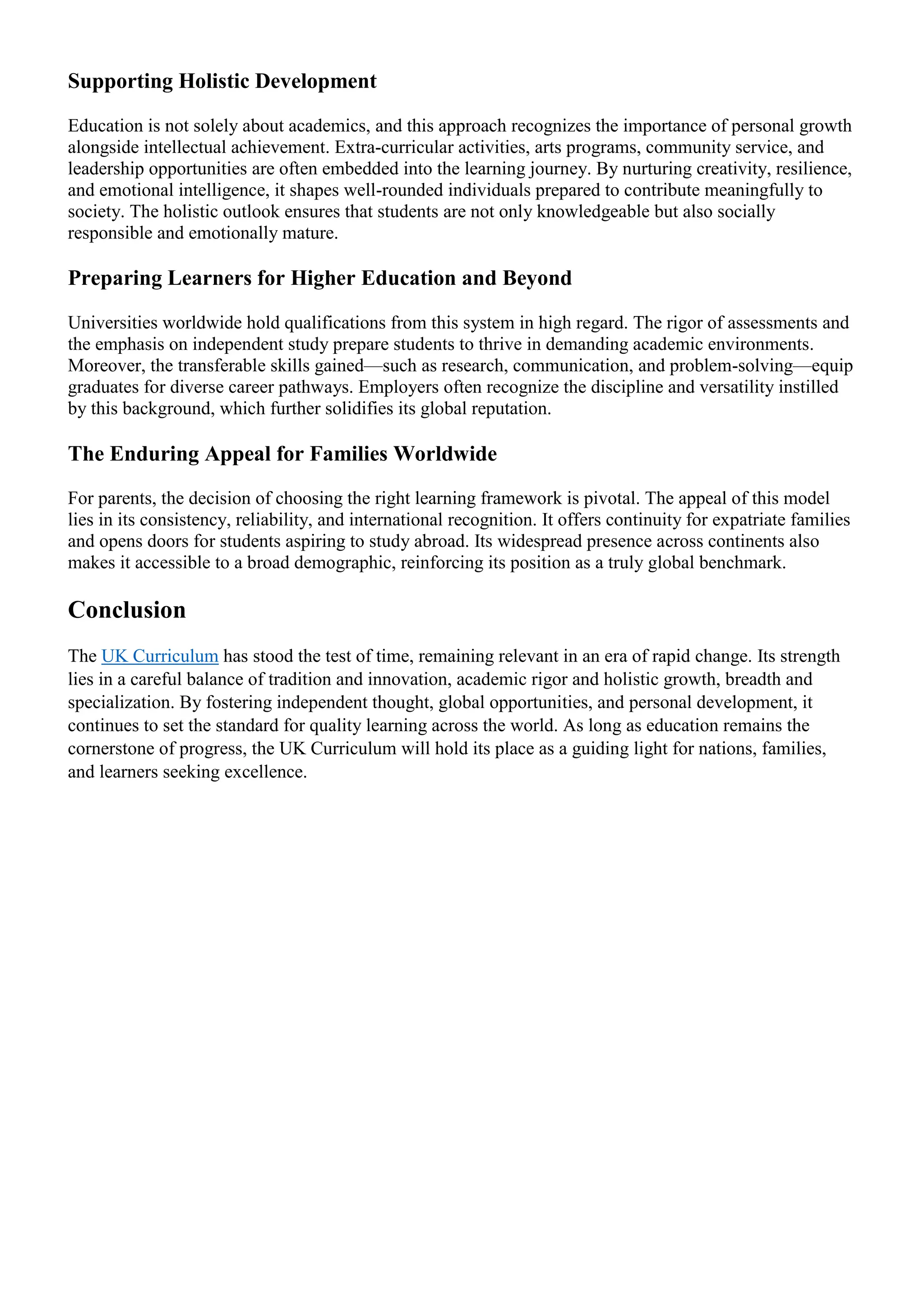UK Curriculum: Why It Remains a Global Benchmark in Education | PDF