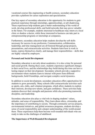 The Importance of Secondary School Education: A Comprehensive Guide | PDF