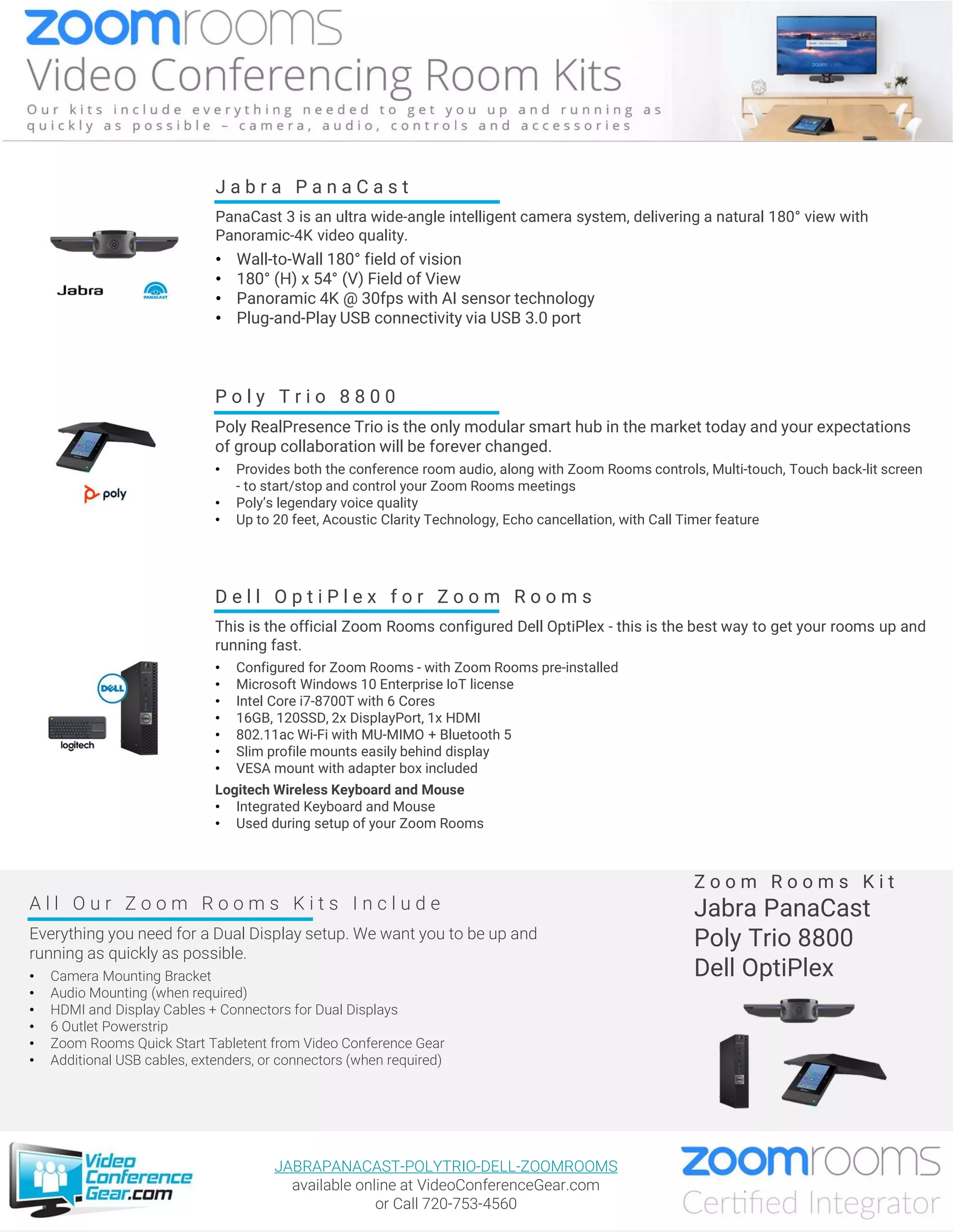 Zoom Rooms Kit from Video Conference Gear featuring the Jabra PanaCast ...