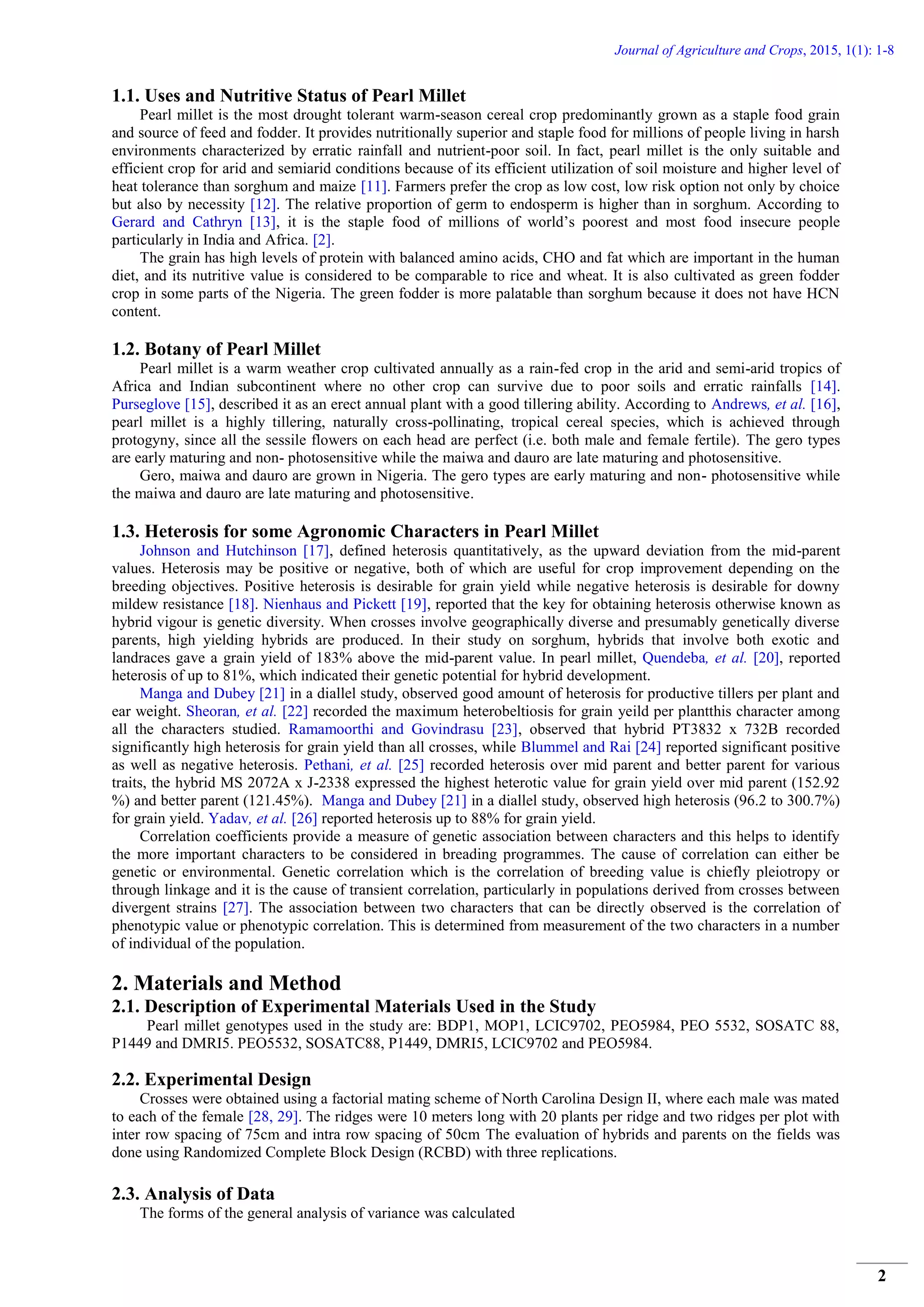 Evaluation of Heterosis in Pearl Millet (Pennisetum Glaucum (L.) R. Br ...
